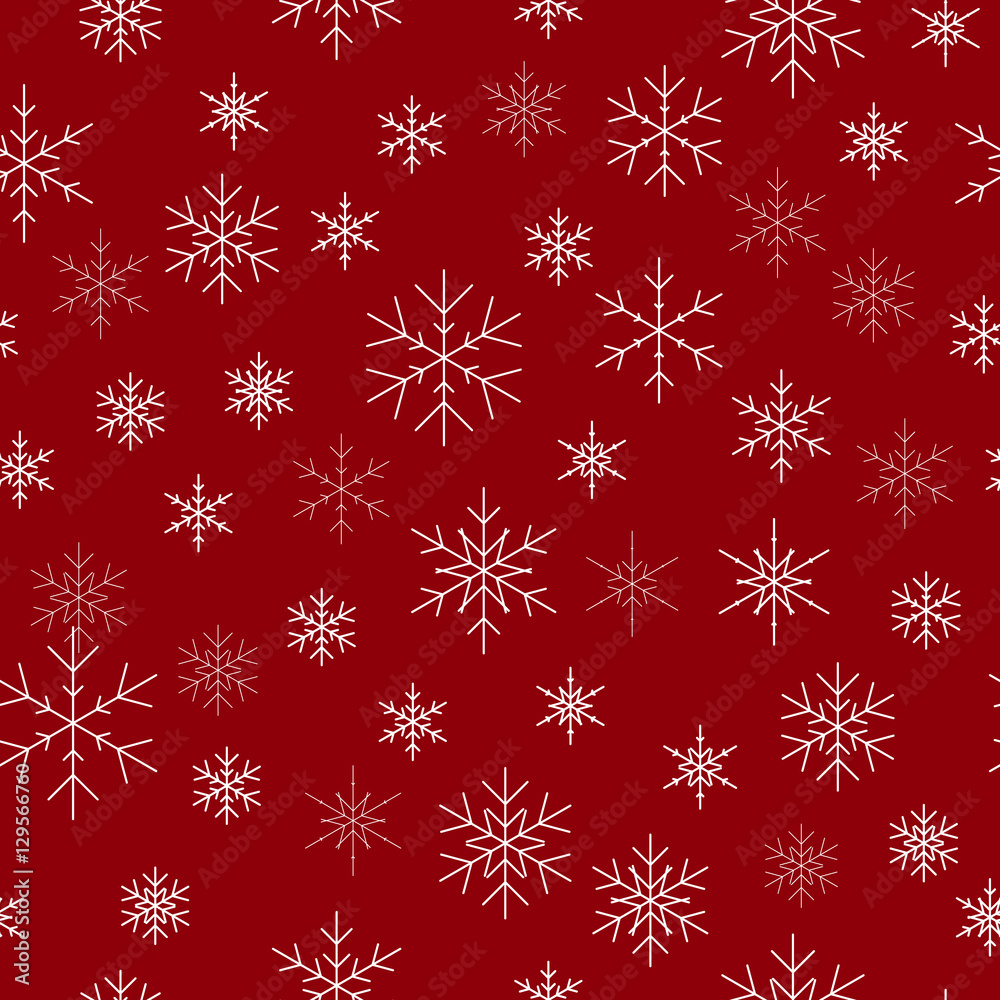 Christmas seamless pattern with snowflakes. Red background for ...