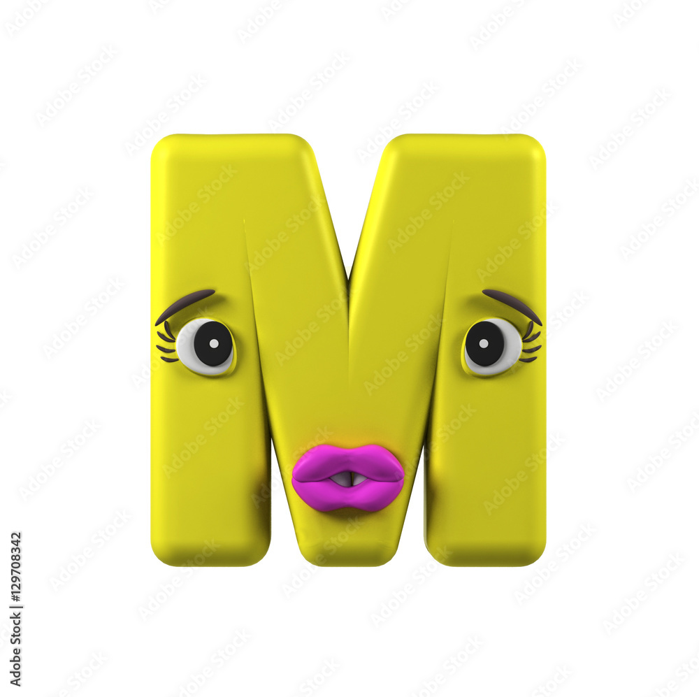 Colorful Comic alphabet character. Letter M isolated on white ...