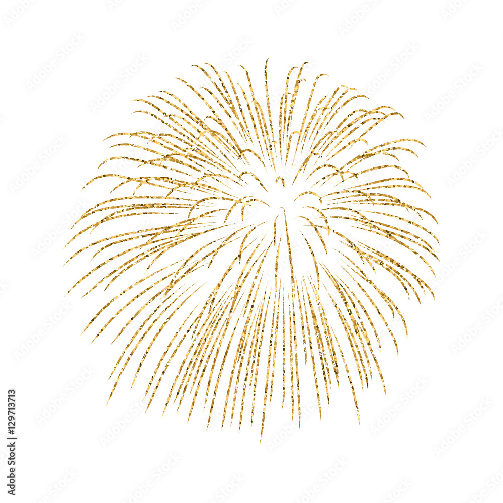 Firework gold isolated. Beautiful golden firework on white background ...