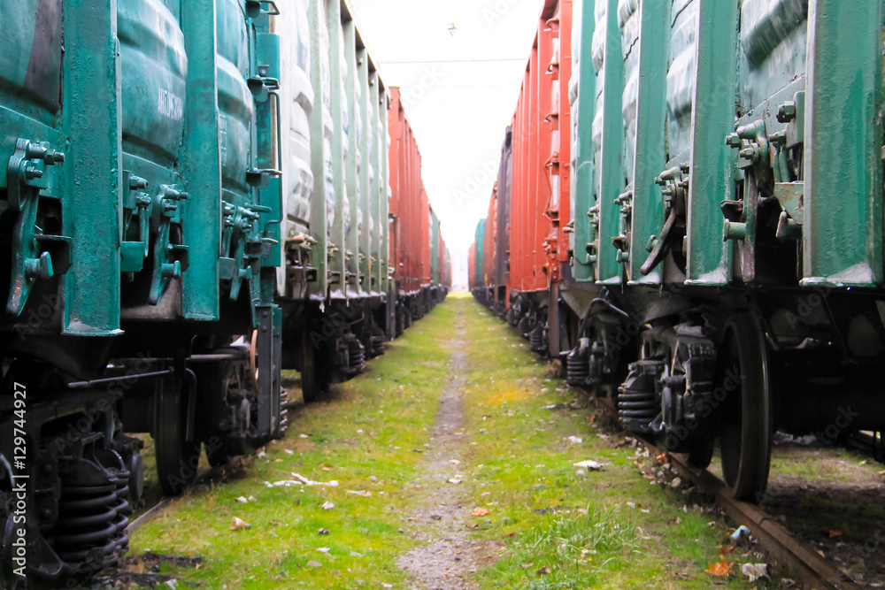 Beetween two freight trains Stock Photo | Adobe Stock