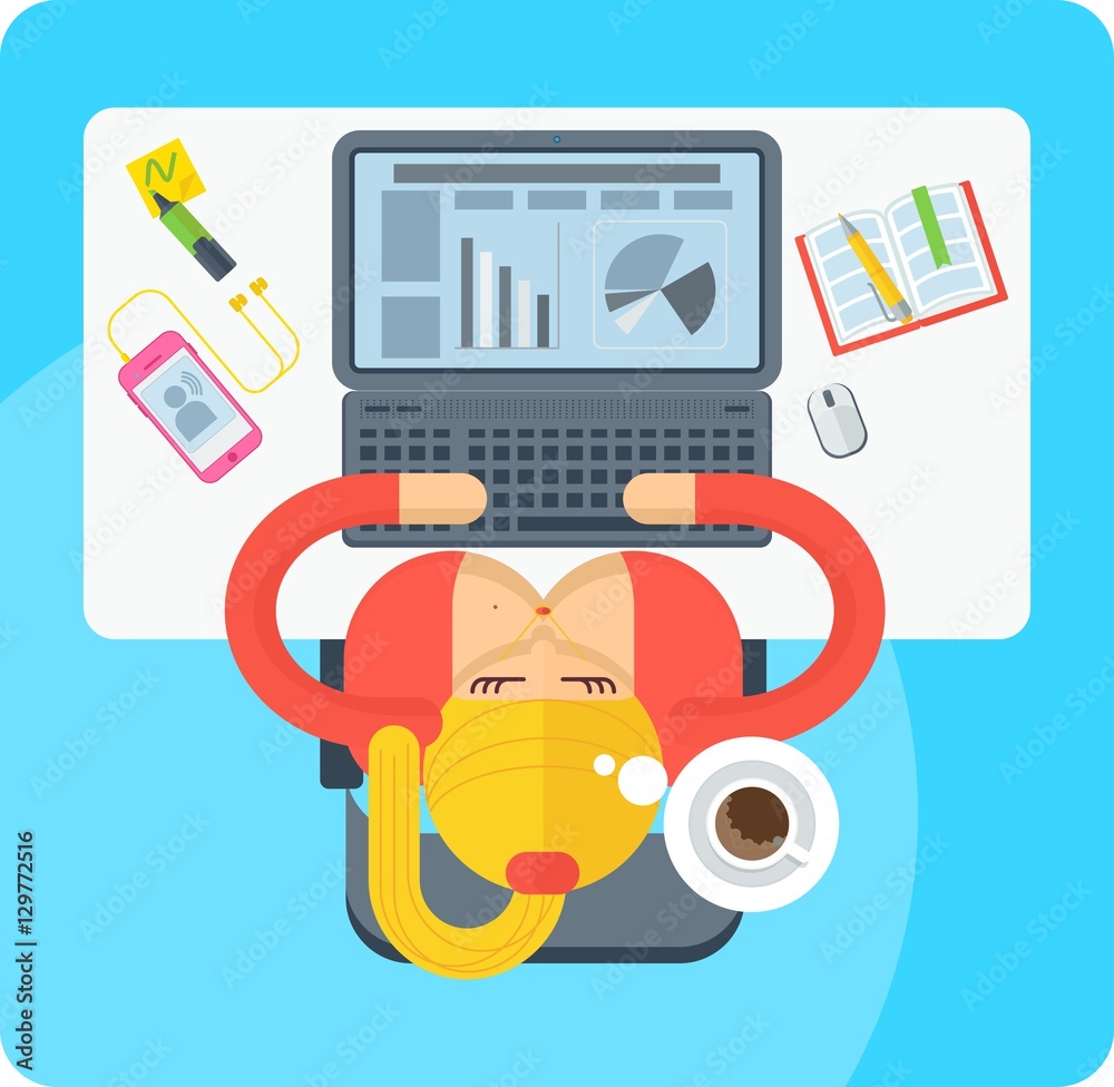 office woman top view Stock Vector | Adobe Stock