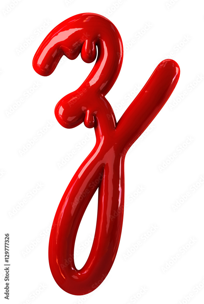 Leaky red alphabet Isolated on White background. Handwritten Cursive ...