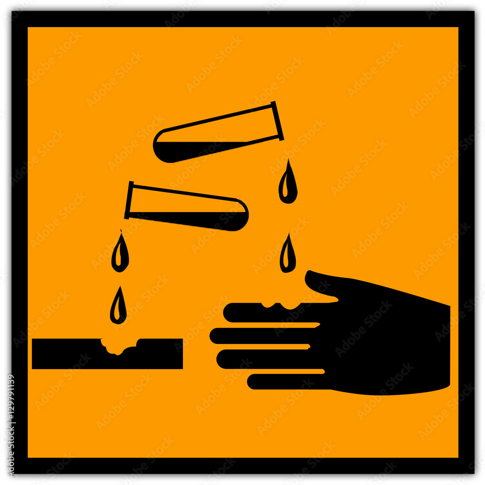 Pictogramme produit chimique : Corrosif Stock Illustration | Adobe Stock