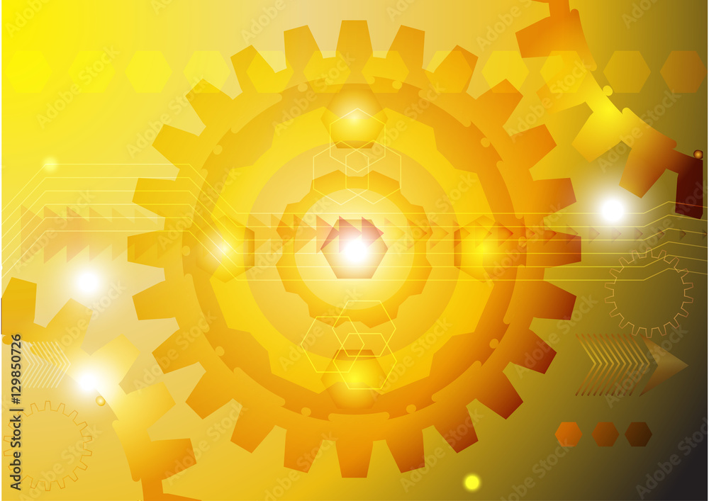 Engineering Gear Technology concept Vector illustration Gold Background ...