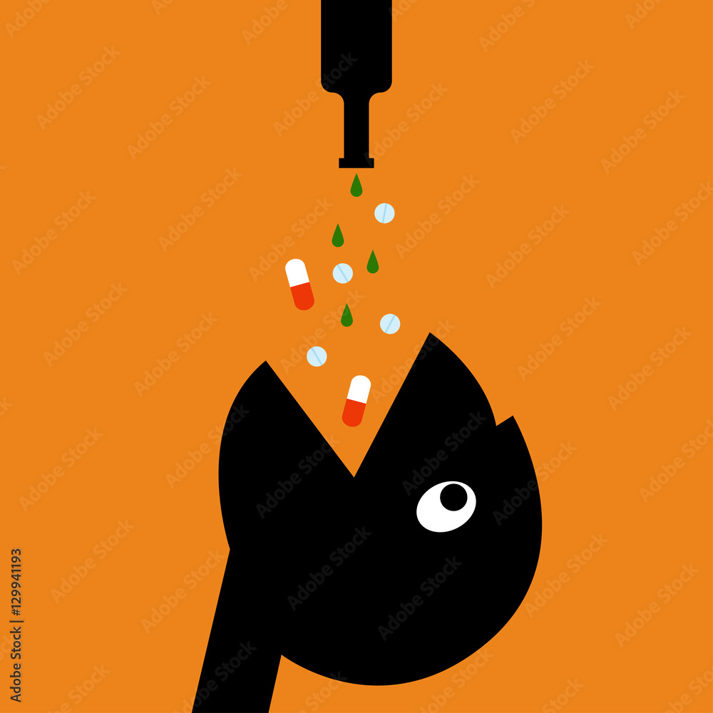 Drugs and alcohol Vector illustration Drugs and alcohol pouring into ...