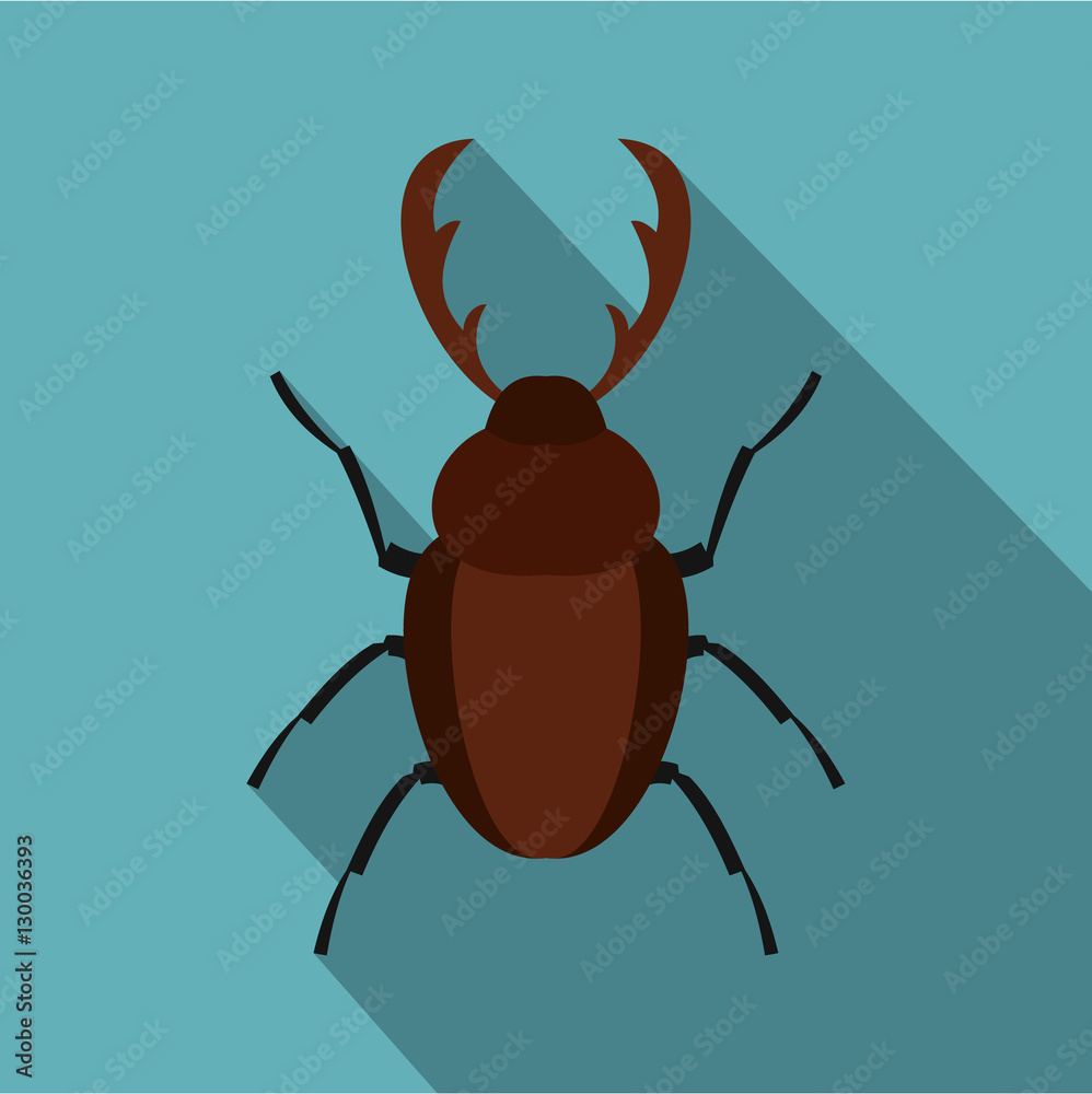 Rhinoceros beetle icon. Flat illustration of rhinoceros beetle vector ...