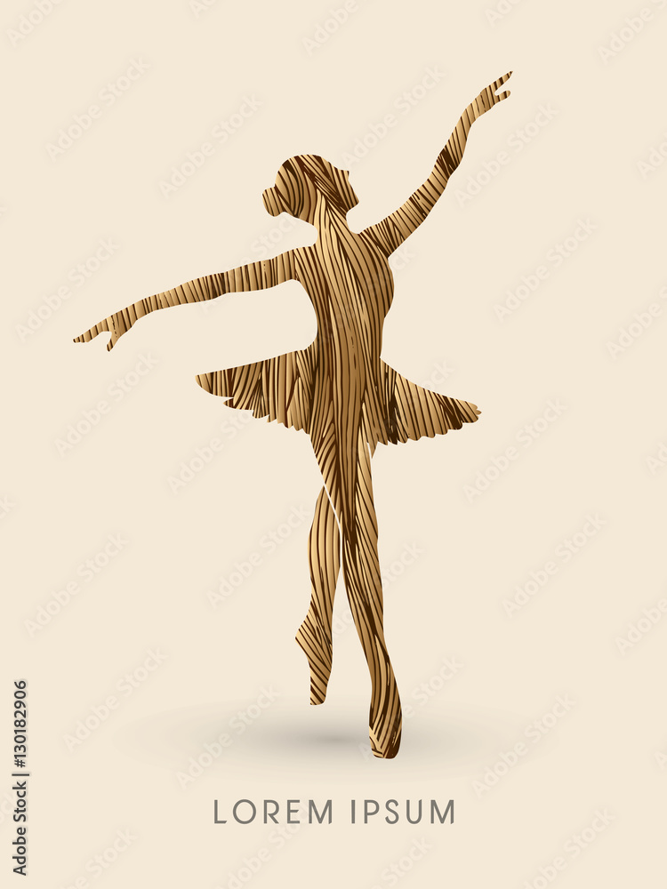 Ballet dance designed using brown grunge brush graphic vector. Stock ...