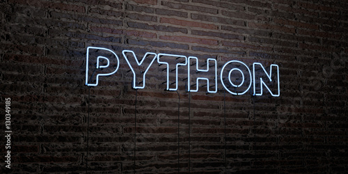 PYTHON -Realistic Neon Sign on Brick Wall background - 3D rendered ...