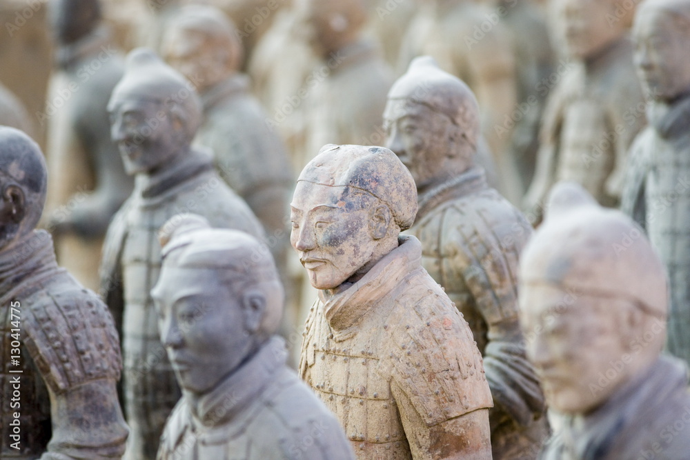 Infantry men figures in Pit 1 at Qin Museum, exhibition halls of ...