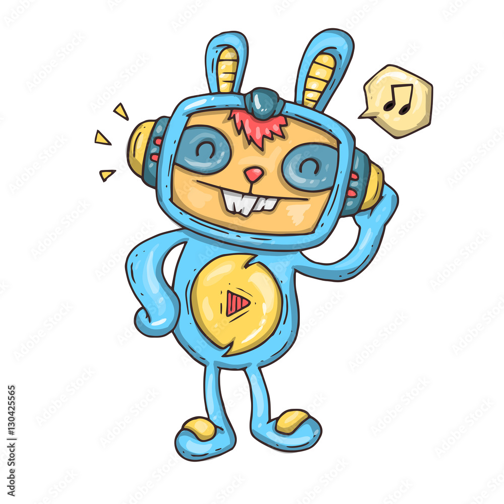 rabbit listening to music Stock Vector | Adobe Stock