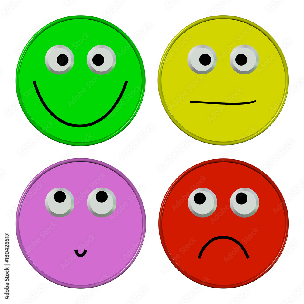 Bunte Smileys, Gesichter, Emoticons Stock Illustration | Adobe Stock