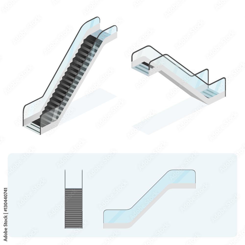 Escalator. Isometric view. Vector illustration. Stock Vector | Adobe Stock
