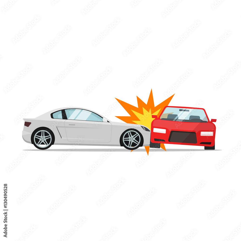 Car crash vector illustration flat cartoon style, two automobiles ...