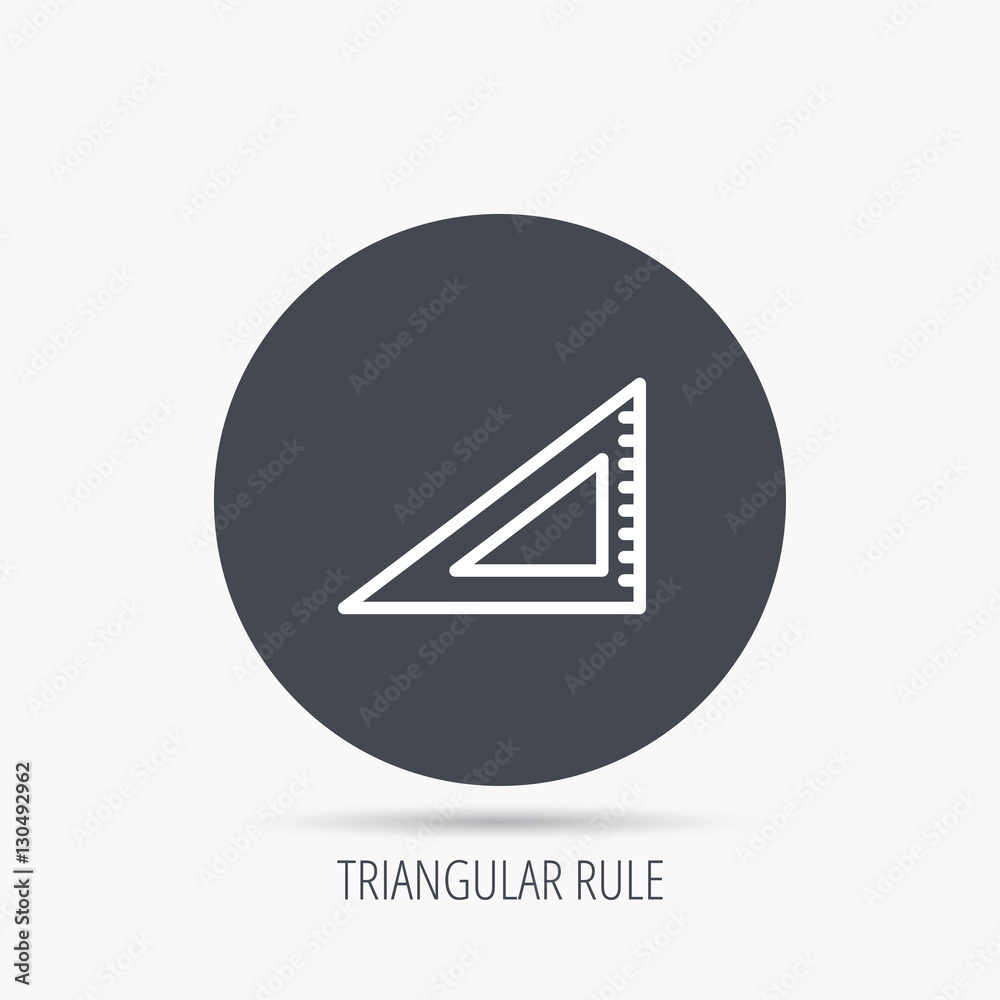 Triangular ruler icon. Straightedge sign. Geometric symbol. Round web ...