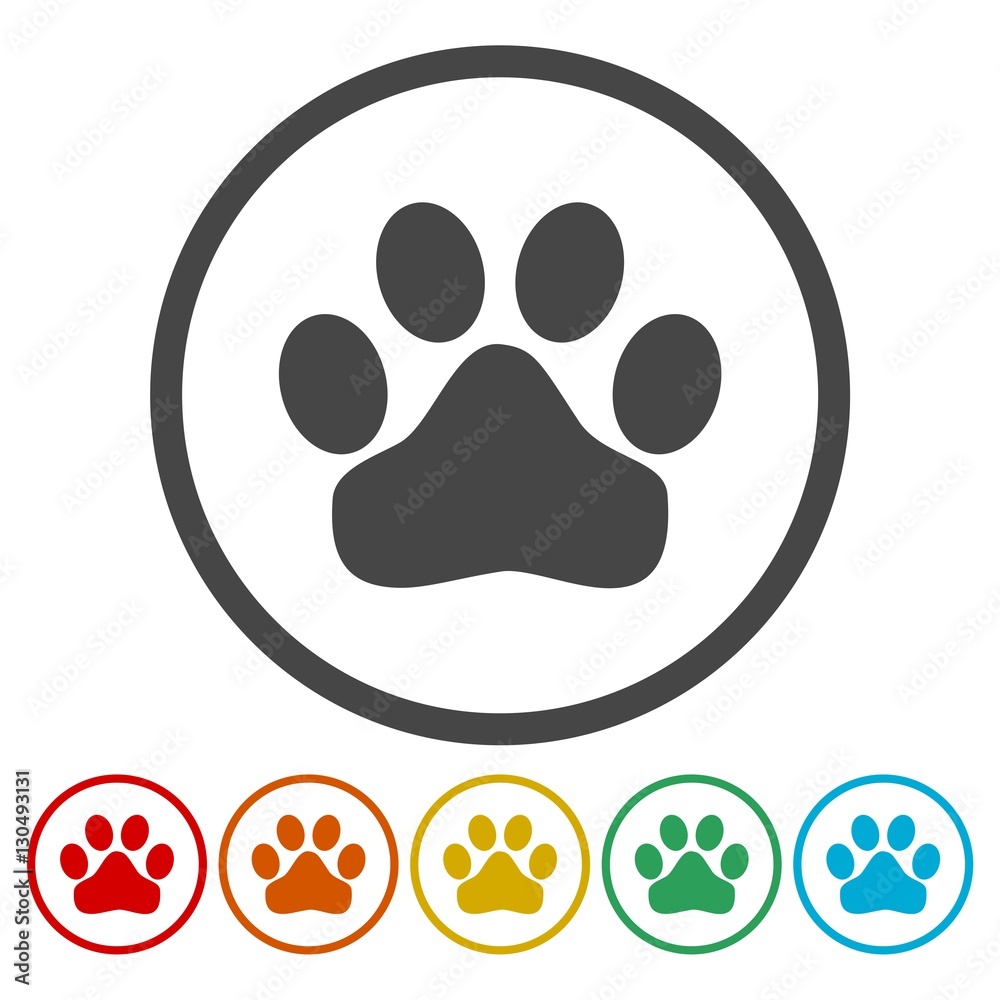 Paw Sign - illustration icons set Stock Vector | Adobe Stock