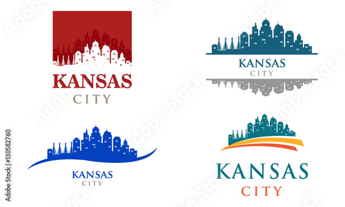 Kansas City Missouri Landscape Panorama Skyline Logo Illustration Stock ...