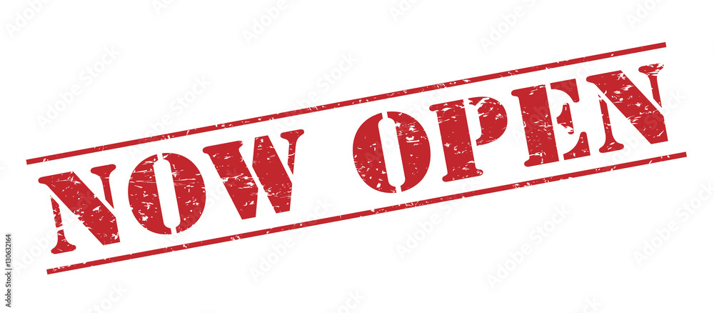 now open red stamp on white background Stock Illustration | Adobe Stock