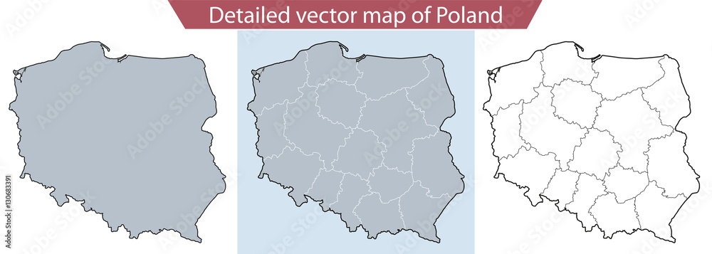 Detailed vector map of Poland Stock Vector | Adobe Stock
