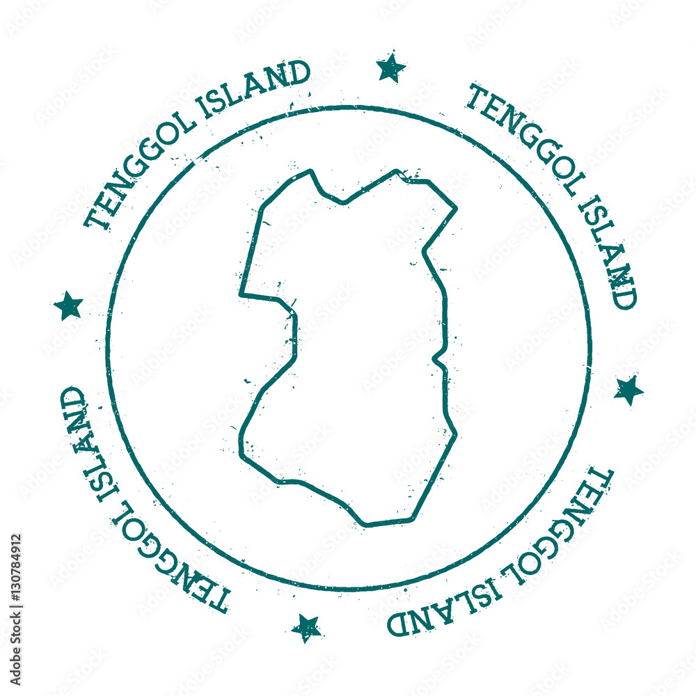 Tenggol Island vector map. Distressed travel stamp with text wrapped ...