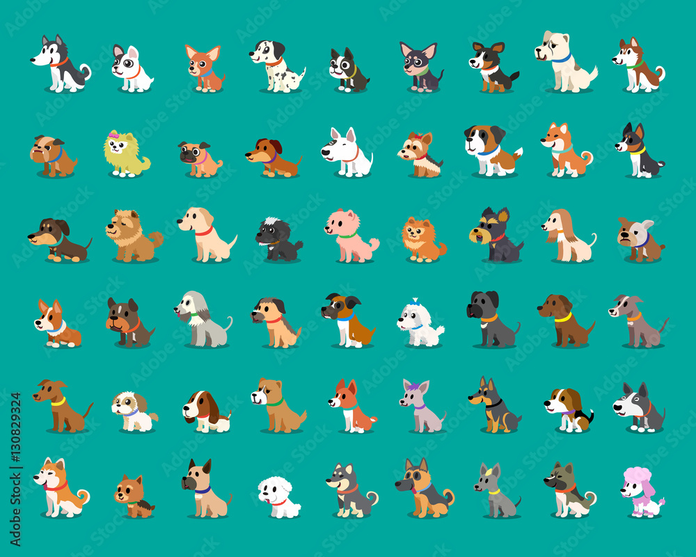 Different type of cartoon dogs Stock Vector | Adobe Stock