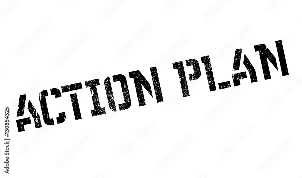 Action plan stamp. Grunge design with dust scratches. Effects can be ...