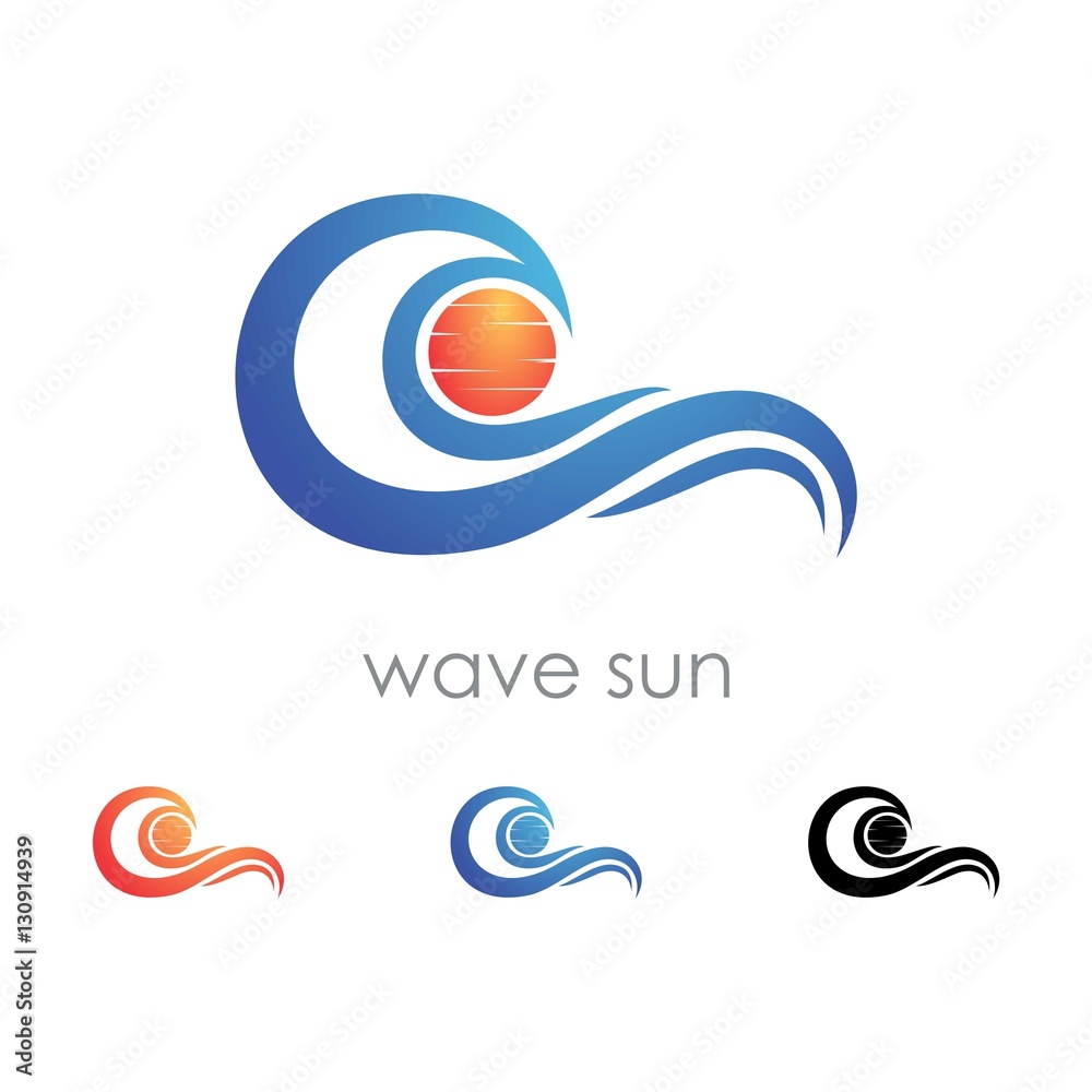 Wave and Sun Design Logo Vector Stock Vector | Adobe Stock