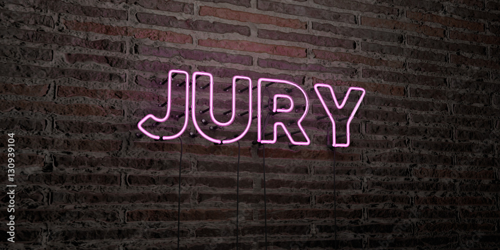 JURY -Realistic Neon Sign on Brick Wall background - 3D rendered ...