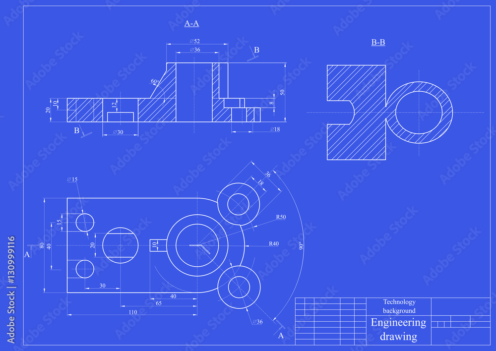 Engineering drawing. Mechanics blueprints. Vector technology background ...