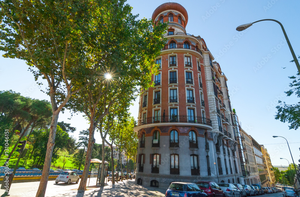 Streets scenes of Madrid. View from corner of Alfonso XII and Velasco ...
