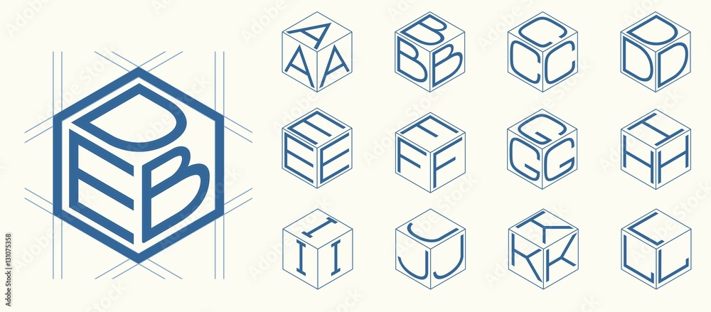 Set 1 template of the letters inscribed in the three sides of the cube ...