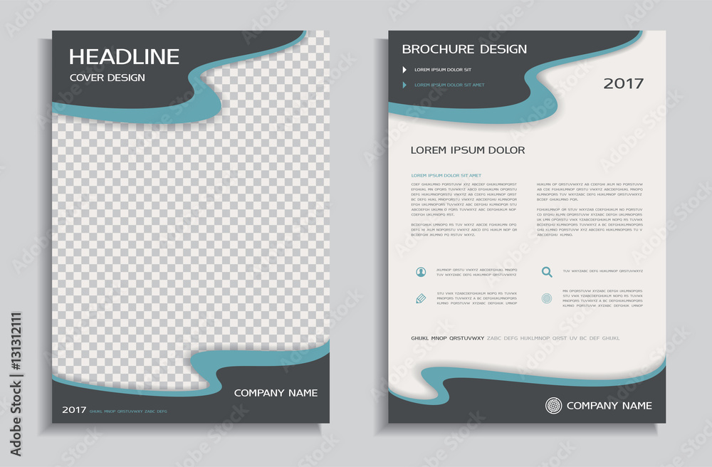 Flyer design template - brochure with wavy background, front and back ...