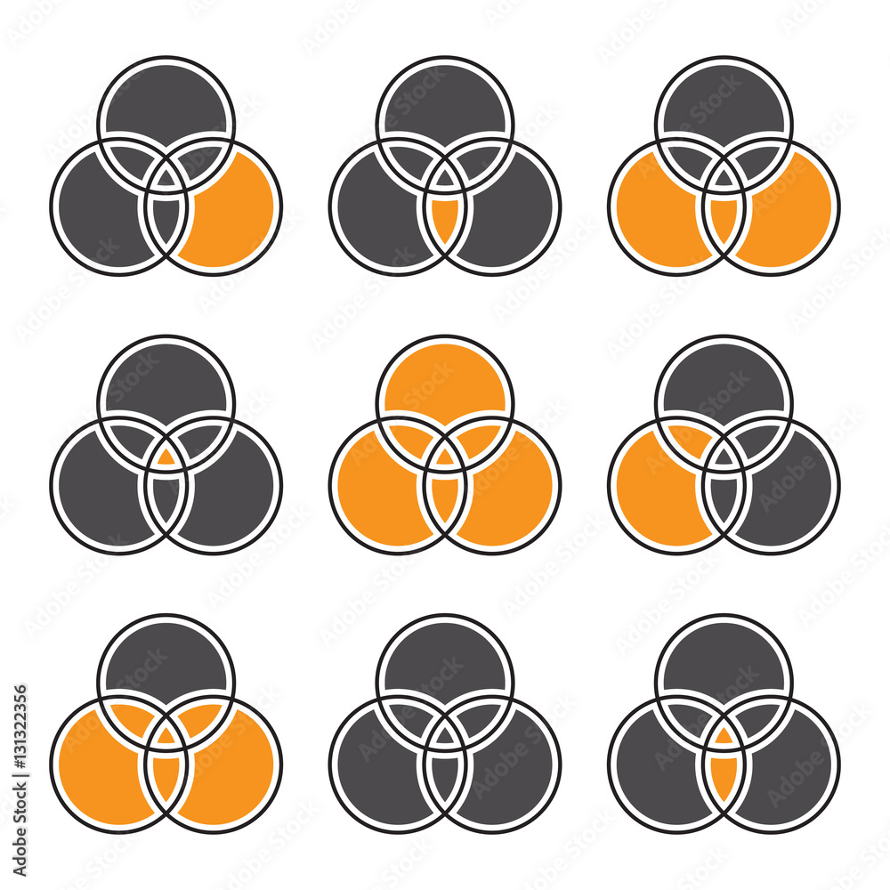 Vetor do Stock Sets theory basic operations, Venn diagrams, isolated on ...