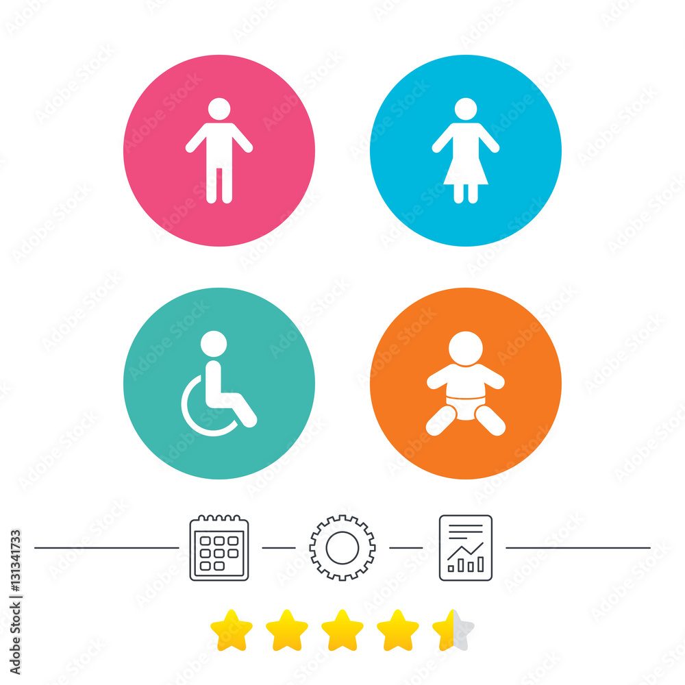 WC toilet icons. Human male or female signs. Stock Vector | Adobe Stock