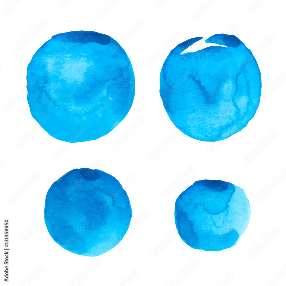 Watercolor stain, abstract circle splash with splatters, paper texture ...