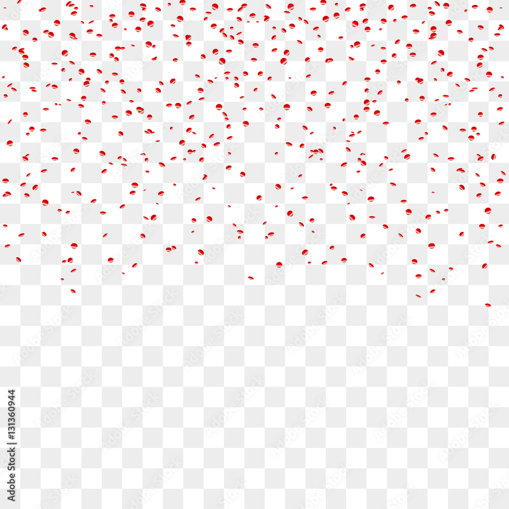 Red confetti celebration isolated on transparent background. Falling ...
