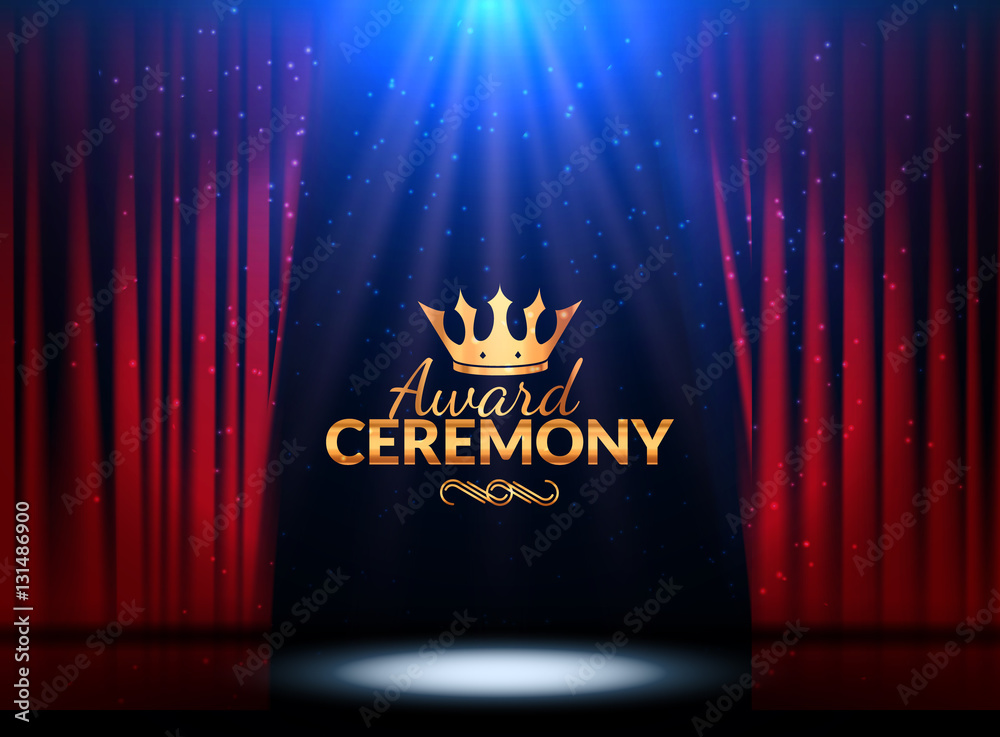 Award ceremony design template. Award event with red curtains ...