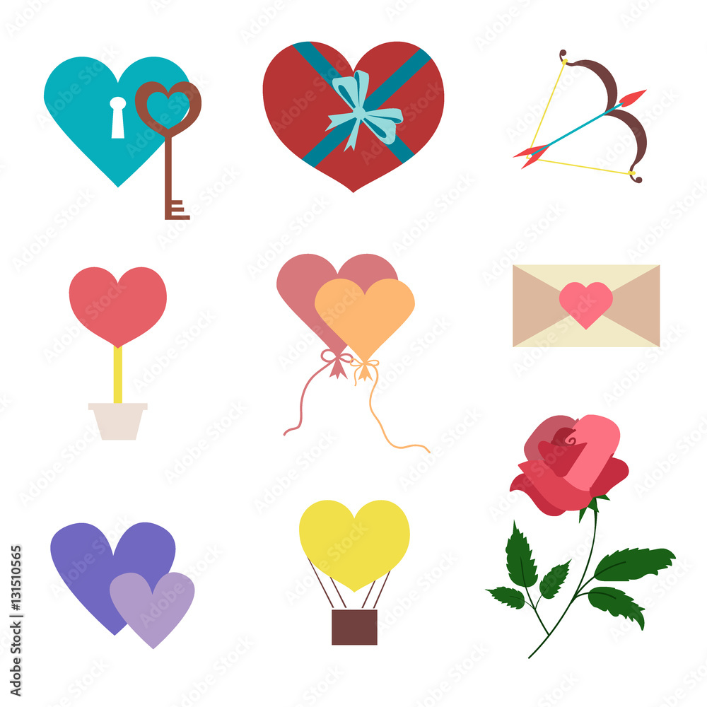 Valentines symbols vector. Stock Vector | Adobe Stock