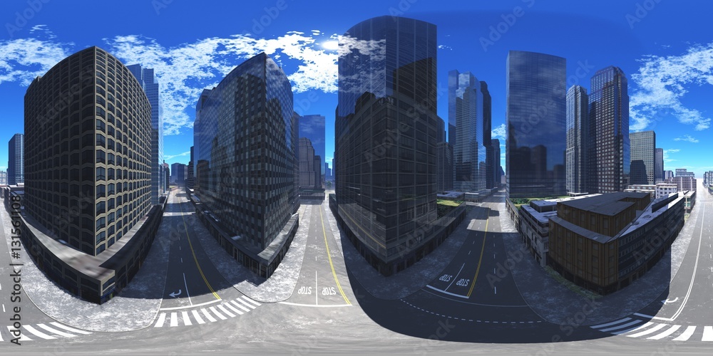 Ilustração Panorama of the city. Environment map. HDRI map ...