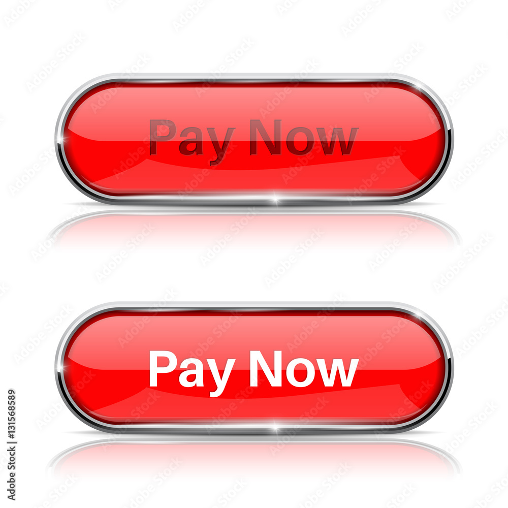 Pay now button. Shiny red oval web icons, normal and active Stock ...