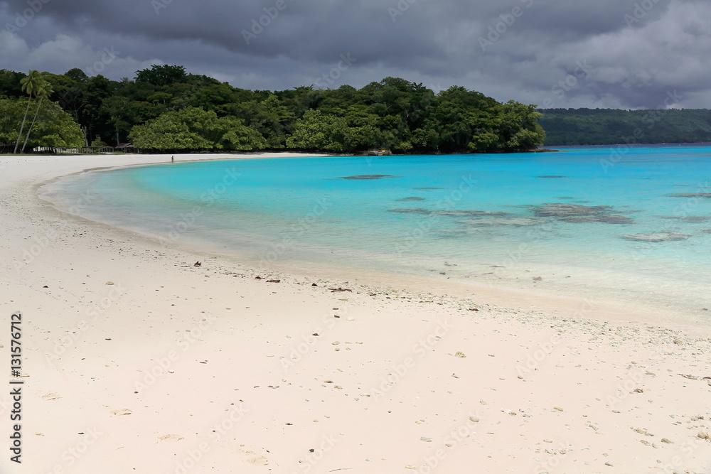 White sands-blue green water-Champagne beach. Espiritu Santo island ...