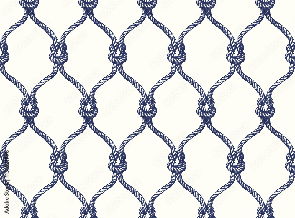 Rope seamless tied fishnet pattern Stock Vector | Adobe Stock