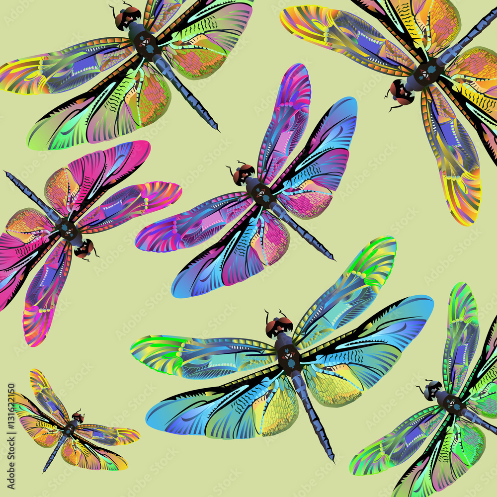 vector color art dragonfly nature wildlife fly Stock Vector | Adobe Stock