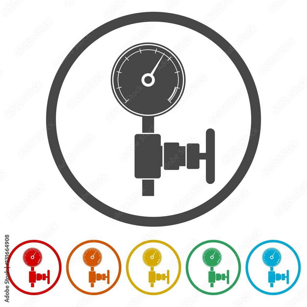 Manometer (pressure gauge) and vacuum gauge icon Stock Vector | Adobe Stock