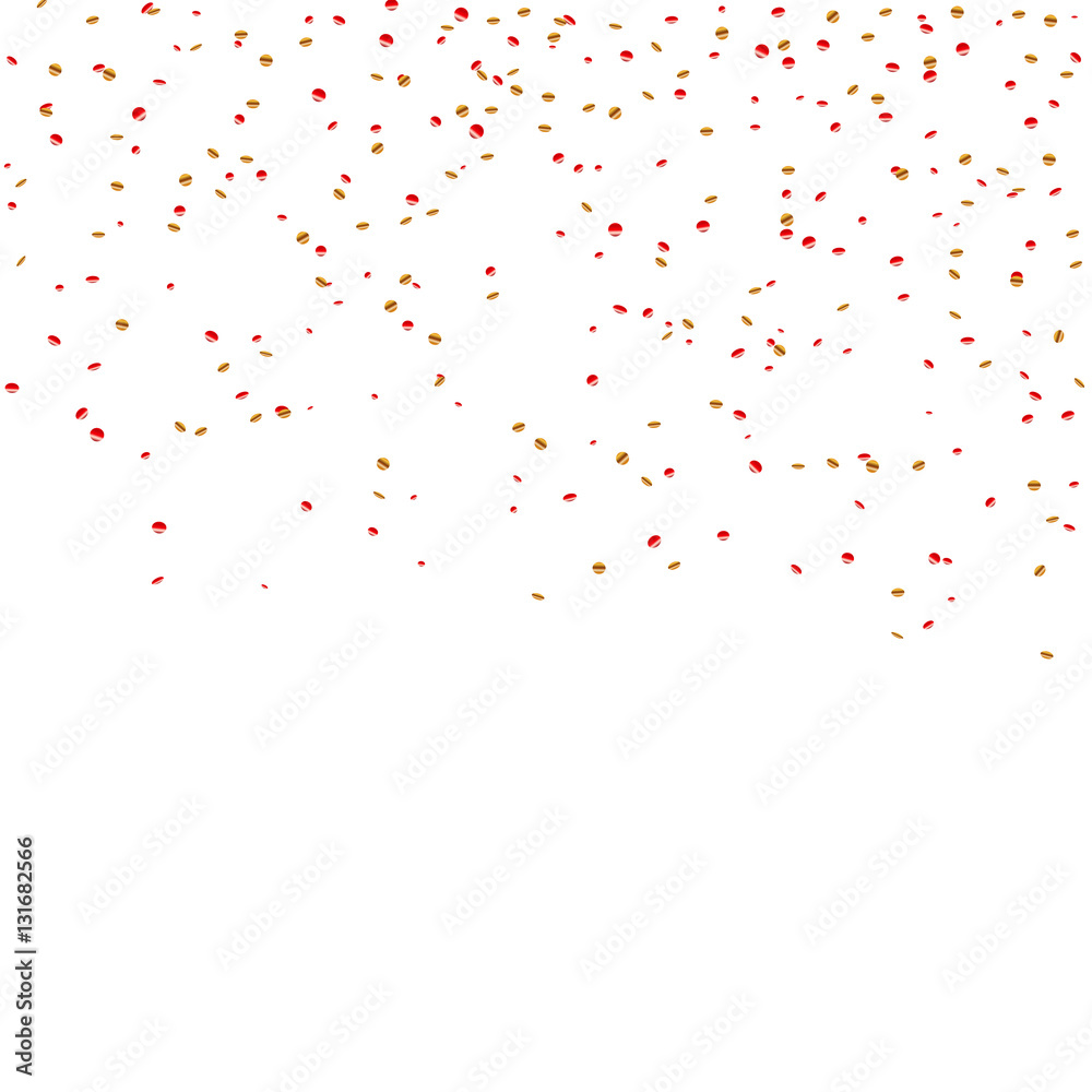Gold red confetti celebration isolated on white background. Falling ...