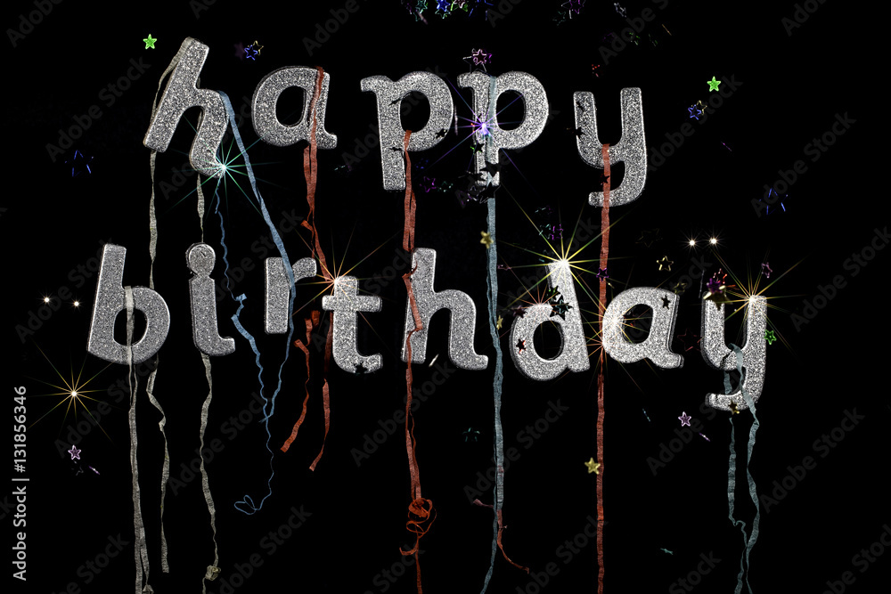 Happy Birthday. Happy birthday in silver glitter party text with ...