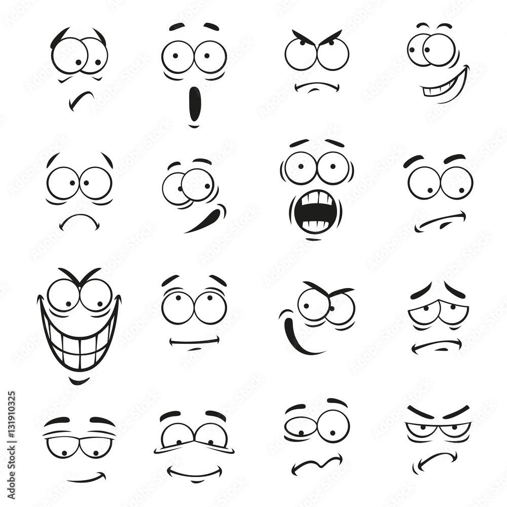 Human cartoon emoticon faces with expressions Stock Vector | Adobe Stock