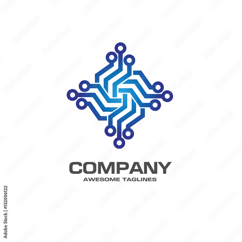 Digital electronics logo design. Creative electronic circuits logo ...