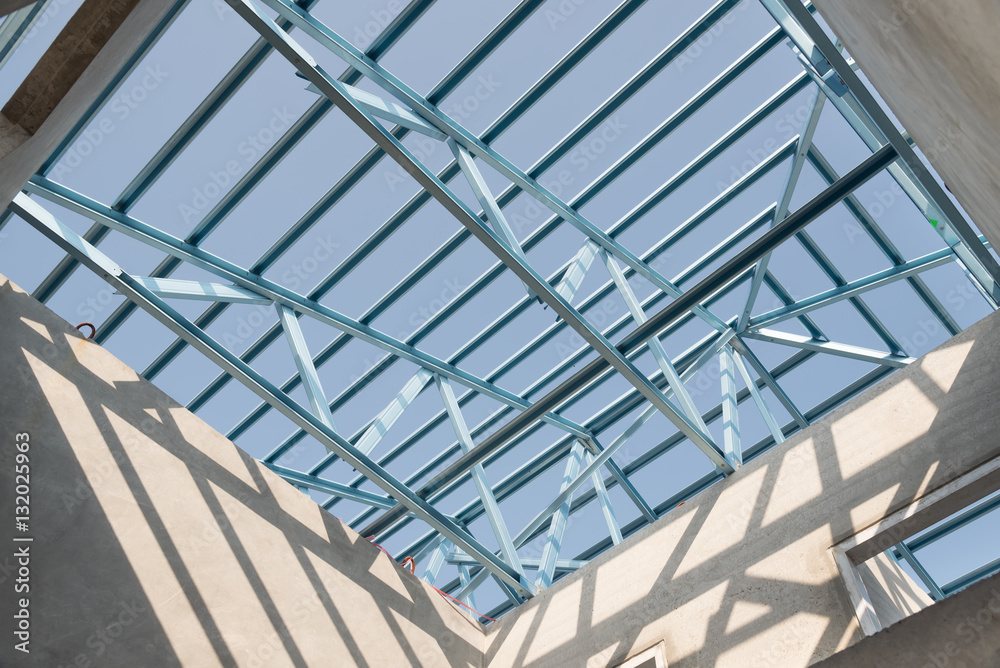 Structure of steel roof. Stock Photo | Adobe Stock