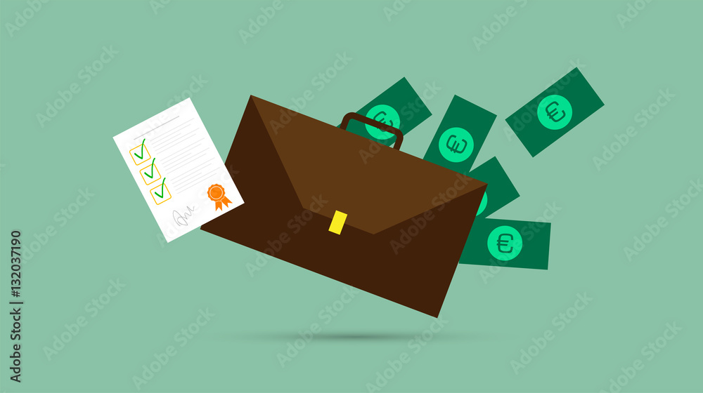 affari, valigetta, contratto, soldi, pagare Stock Vector | Adobe Stock