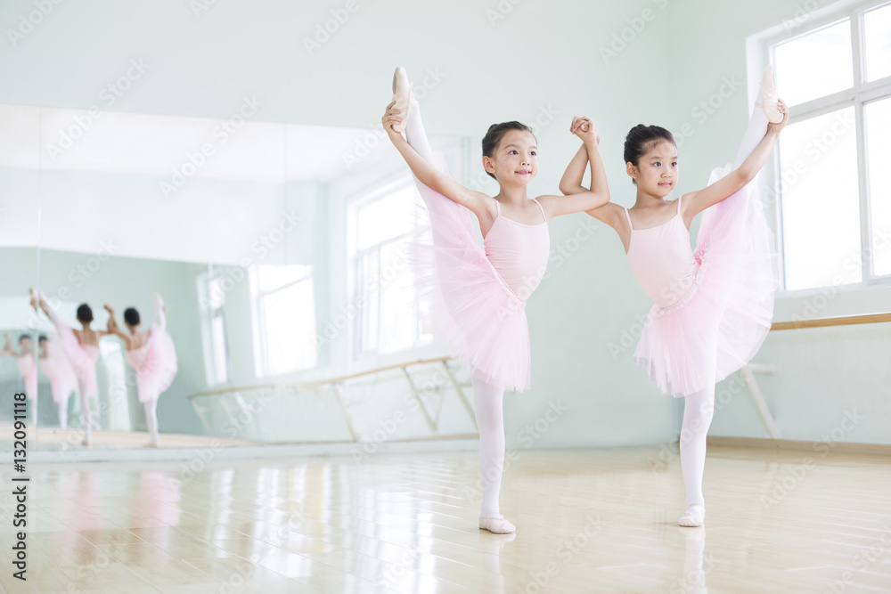 Little girls practicing ballet at dance studio の Stock フォト | Adobe Stock